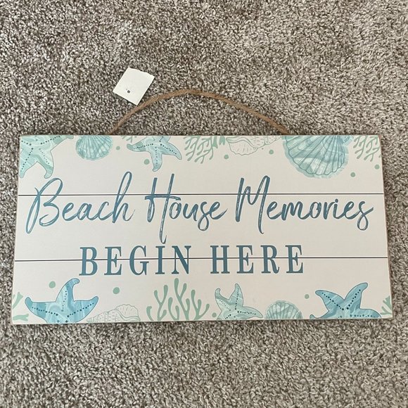 Wall Decor | Nwt Decorative Beach Sign Beach House Memories Begin Here ...